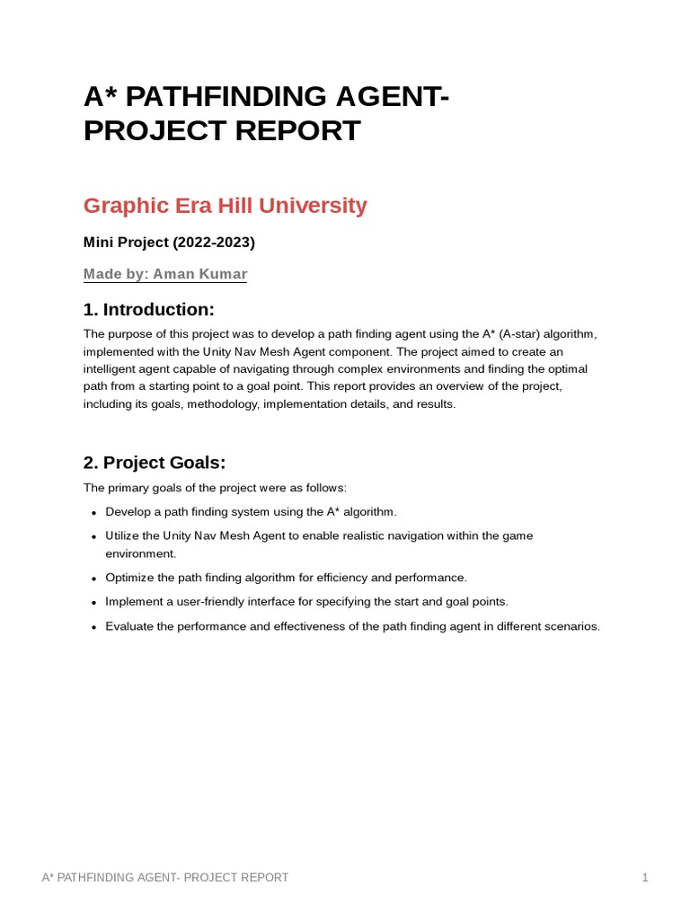 A Pathfinding Agent - Project Report | PDF | Virtual Reality | Computer Science