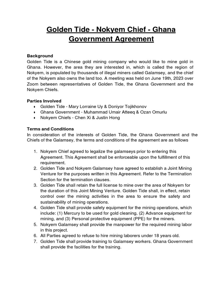 Ghana Gold Agreement-2 | PDF | Mining | Human Resources