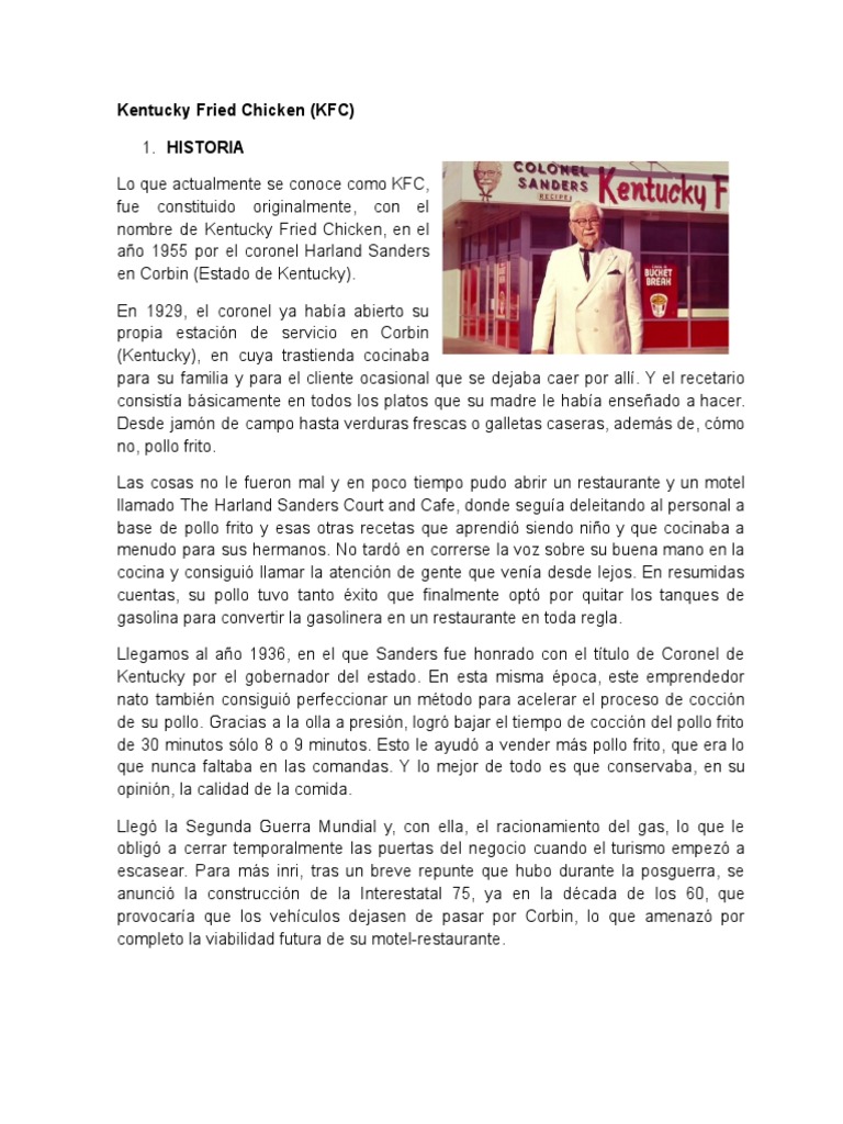 Historia y Estrategias de KFC | PDF | Cocinando | Cocina