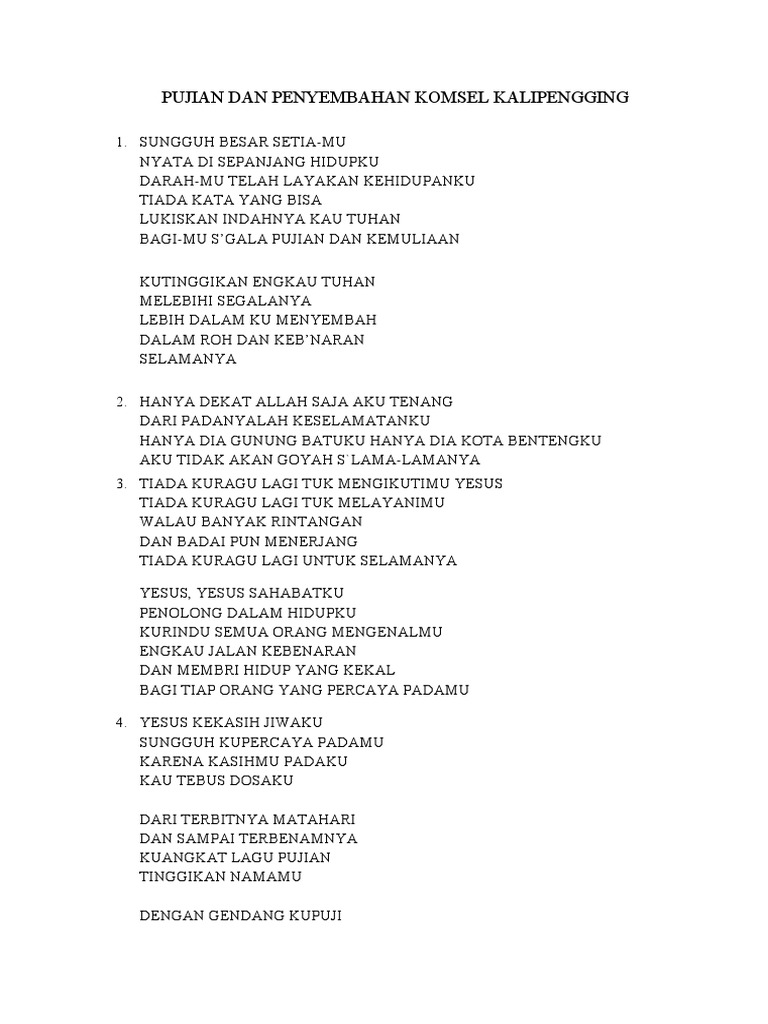 Pujian Dan Penyembahan Komsel Kalipengging | PDF