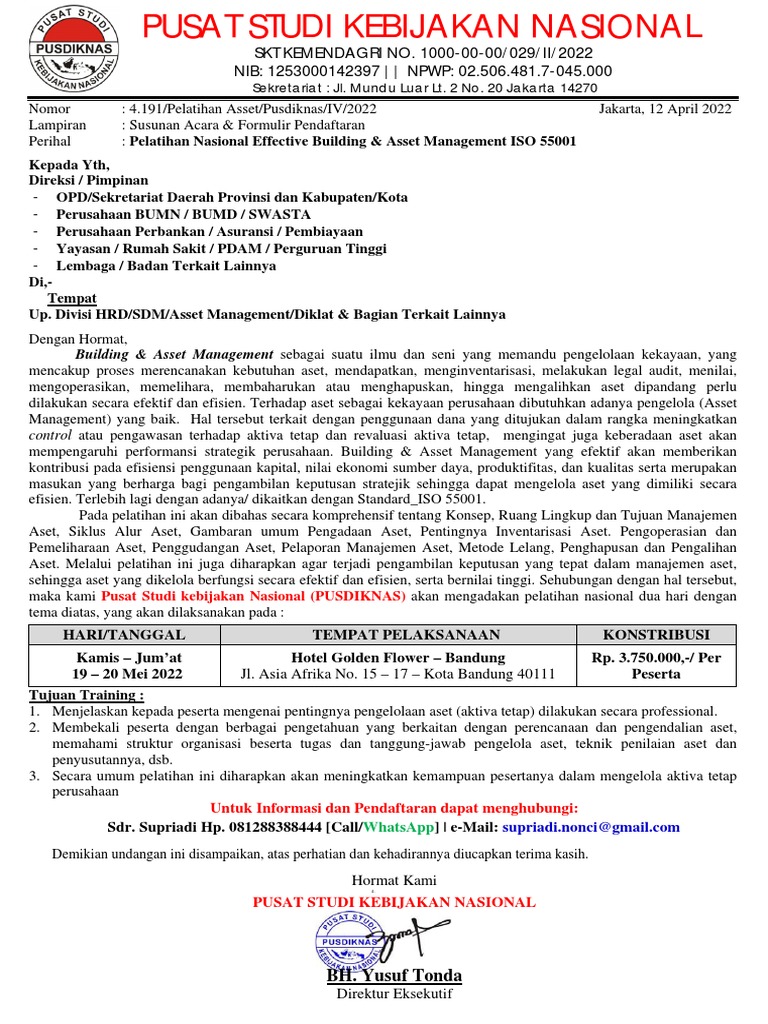 Pelatihan Effective Building & Asset Management Integrated ISO 55001 | PDF Pelatihan Effective Building & Asset Management Integrated ISO 55001 | PDF
