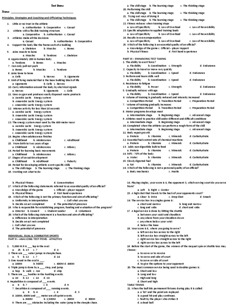 Test Items Download Free Pdf Pitcher Volleyball