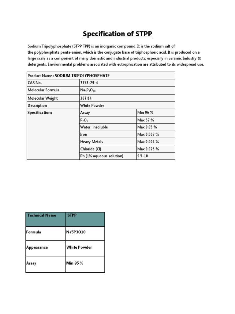 Specification of STPP | PDF