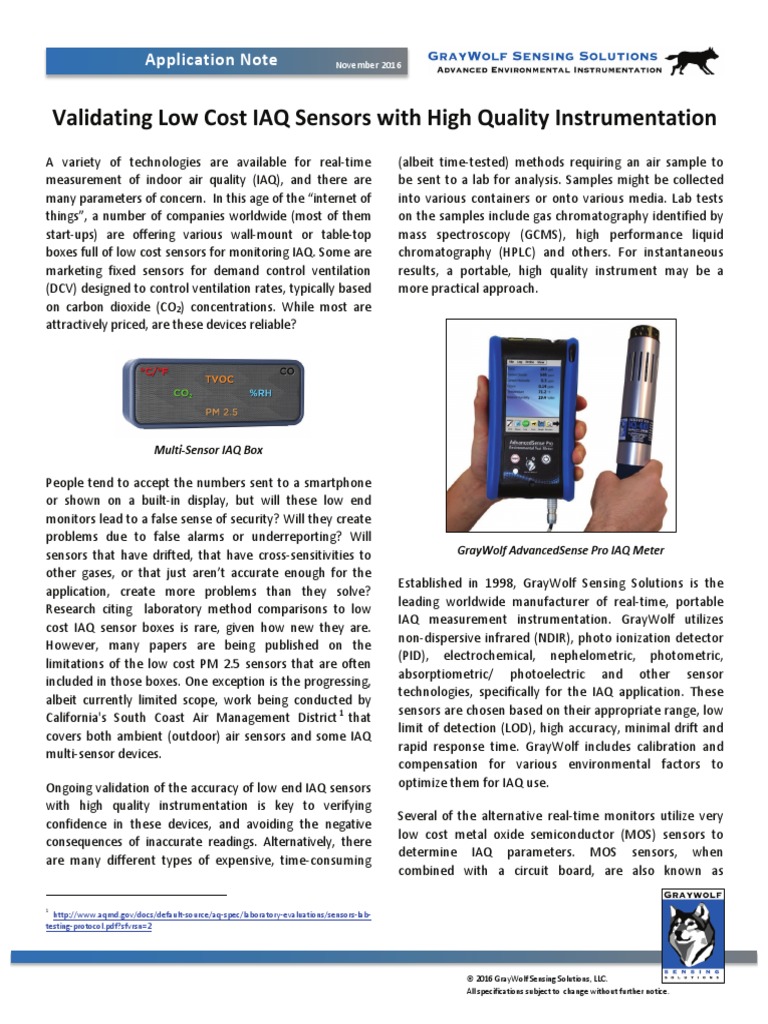 Validating Low Cost IAQ Sensors With High Quality Instrumentation 4PG PR | PDF | Sensor | Carbon ...