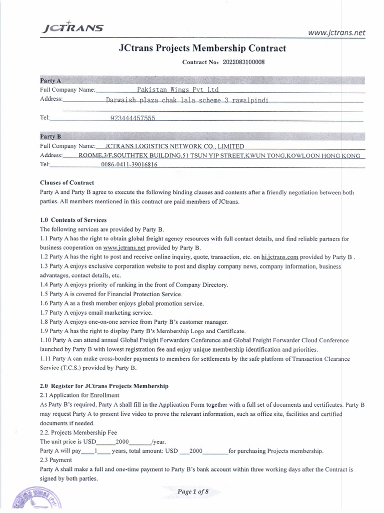 JC Contract 1 | PDF