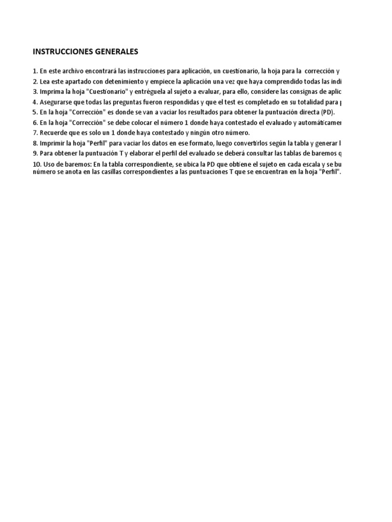 EPQ-R - Formato en Excel | PDF | Cuestionario