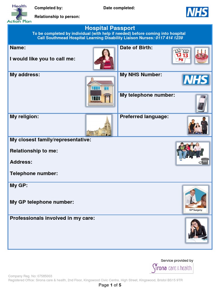 Hospital Passport - April 2019 | PDF | Hospital | National Health Service
