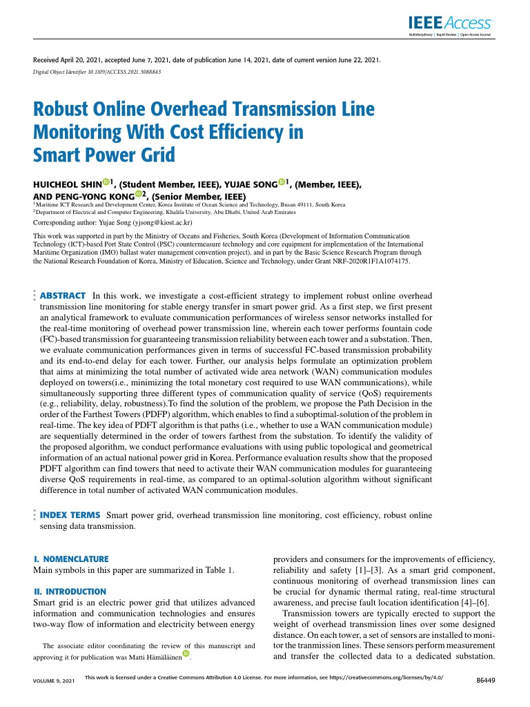 Robust Online Overhead Transmission Line Monitoring With Cost Efficiency in Smart Power Grid ...