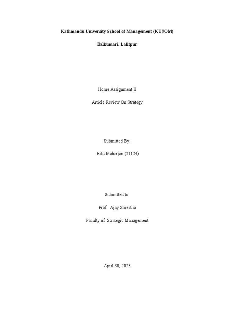 Strategy Article Review | Download Free PDF | Strategic Management ...