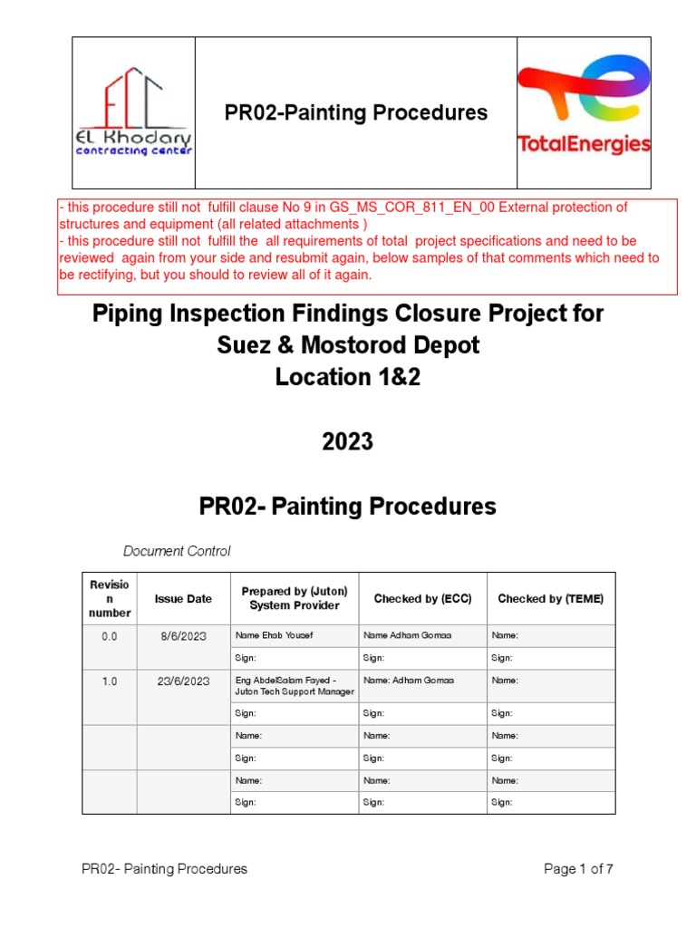 ###PR02-Painting Procedures Rev 2.0 | PDF | Paint | Pipe (Fluid Conveyance)