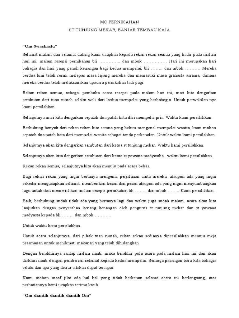 MC Pernikahan Dan Sambutan Ketua STT | PDF