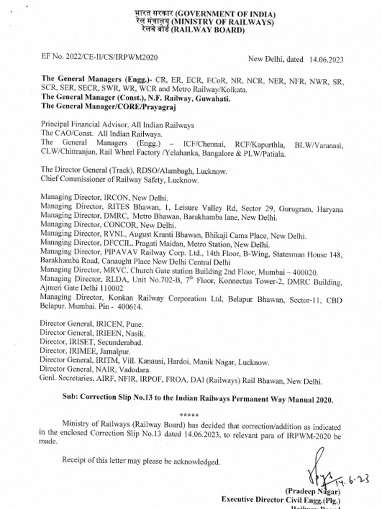 Correction Slip No - 13 | PDF