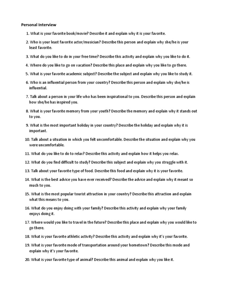 Personal Interview Questions | PDF