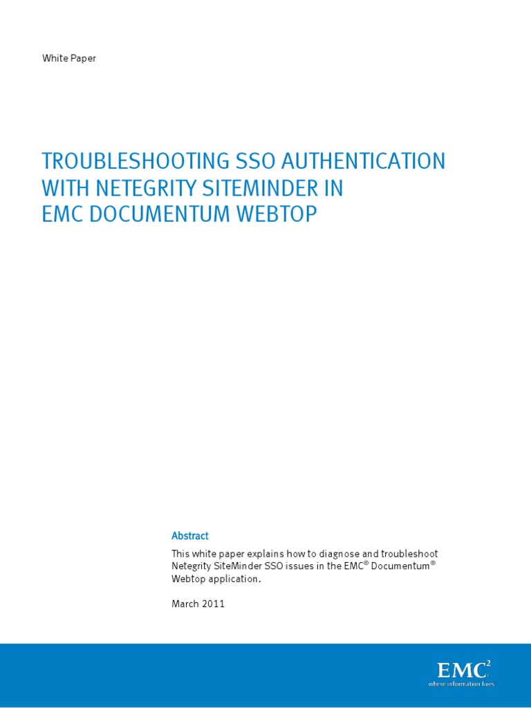 DM Netegrity h8192 Troubleshoot Sso Siteminder Webtop WP | PDF | Web ...