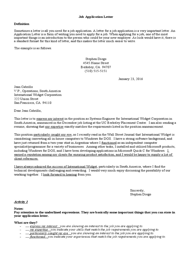 Application Letter Activity | PDF | Application Software | Teachers