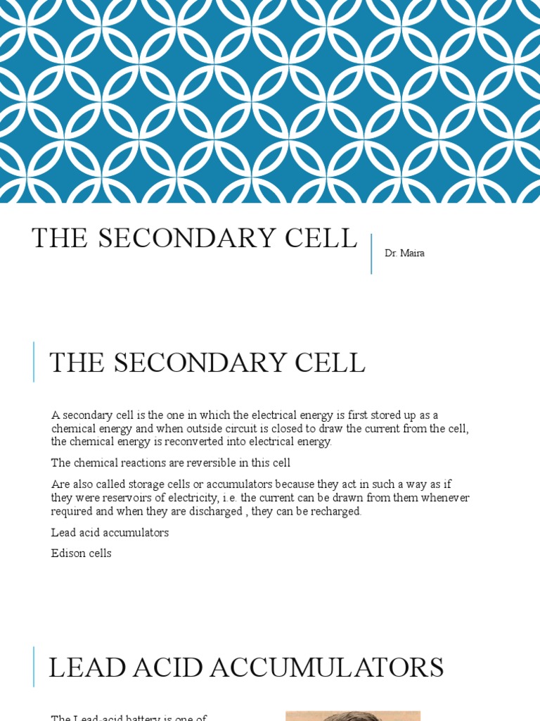 The Secondary Cell | PDF | Rechargeable Battery | Anode