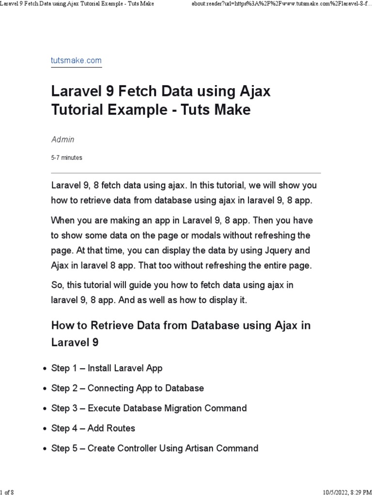 Laravel 9 Fetch Data Using Ajax Tutorial Example Tuts Make Pdf 
