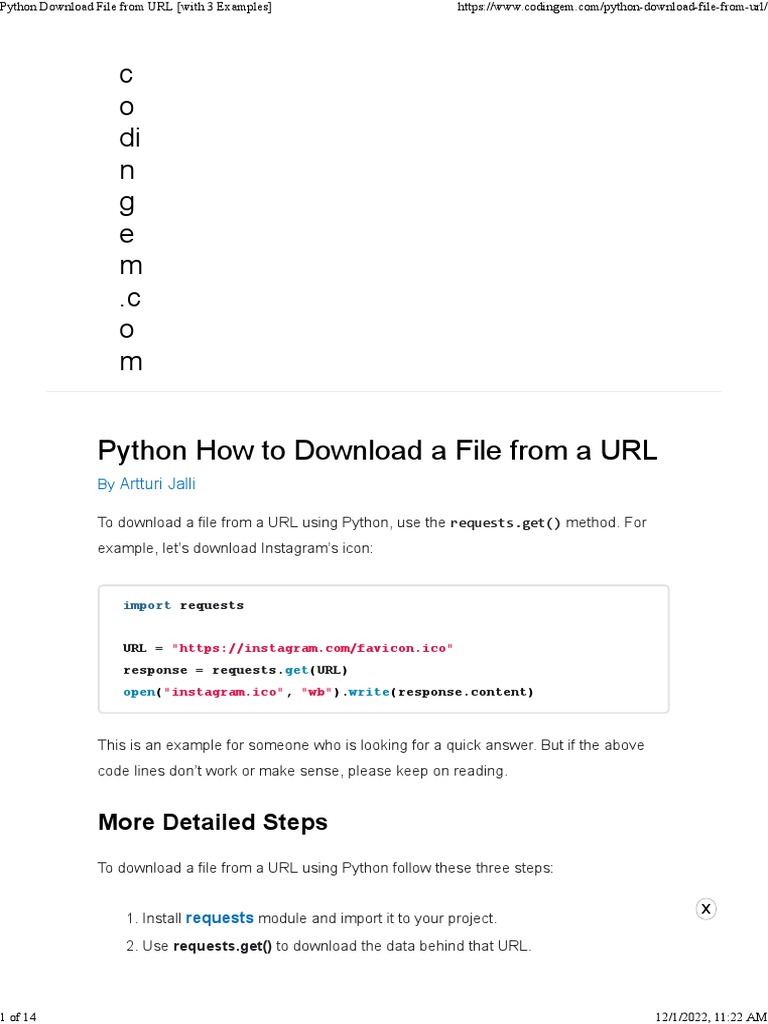 Python Download File From URL (With 3 Examples) | PDF | Icon (Computing) | Computer File