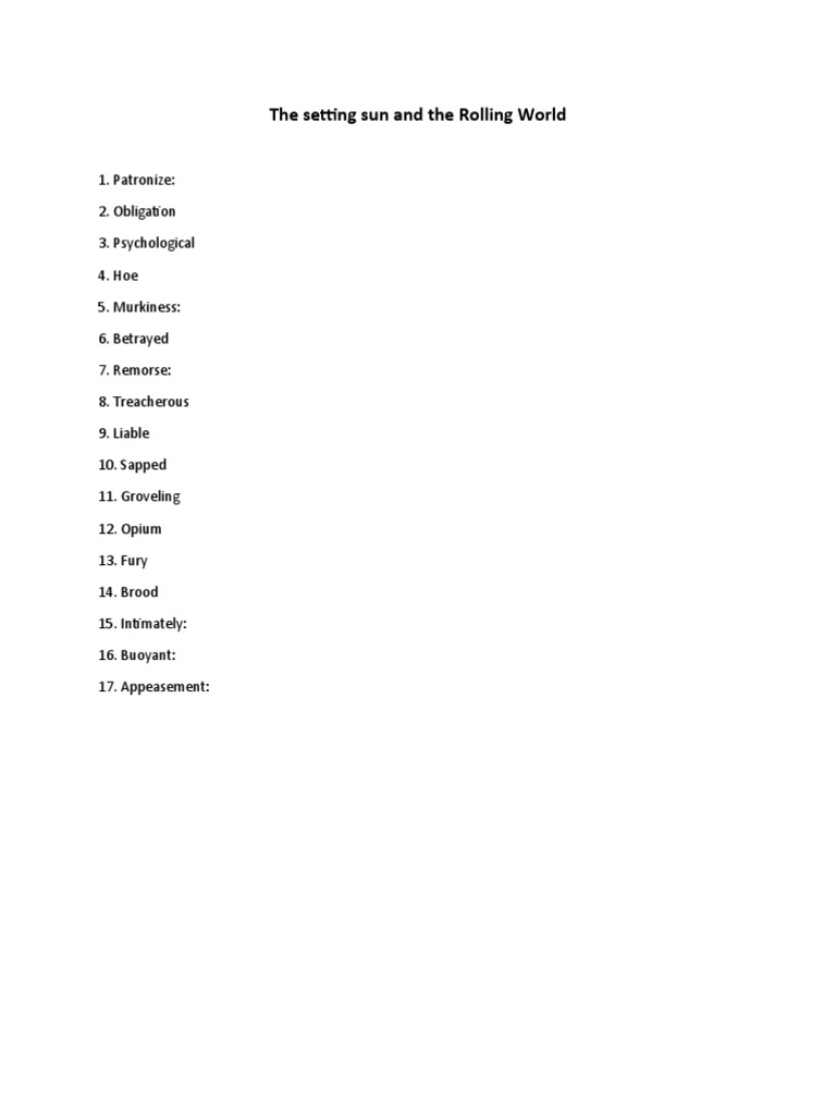 Themes in "The Setting Sun" | PDF