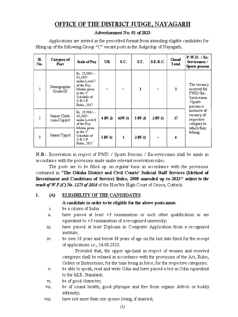 Advertisement No. 1 of 2023 For Group-C Posts | PDF | Shorthand Advertisement No. 1 of 2023 For Group-C Posts | PDF | Shorthand