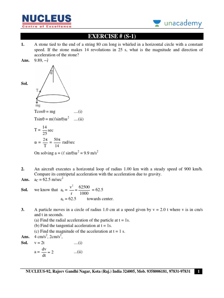 Circular Motion Exe. - Soln | PDF | Acceleration | Speed