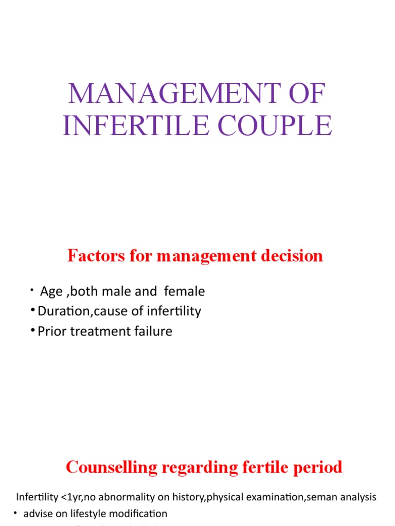 Management of Infertile Couple | PDF | Menstrual Cycle | Infertility