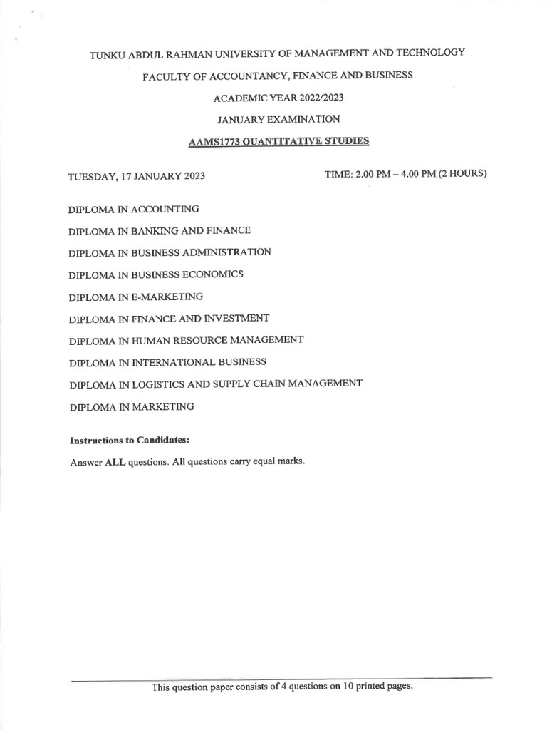 Aams1773 Quantitative Studies | PDF