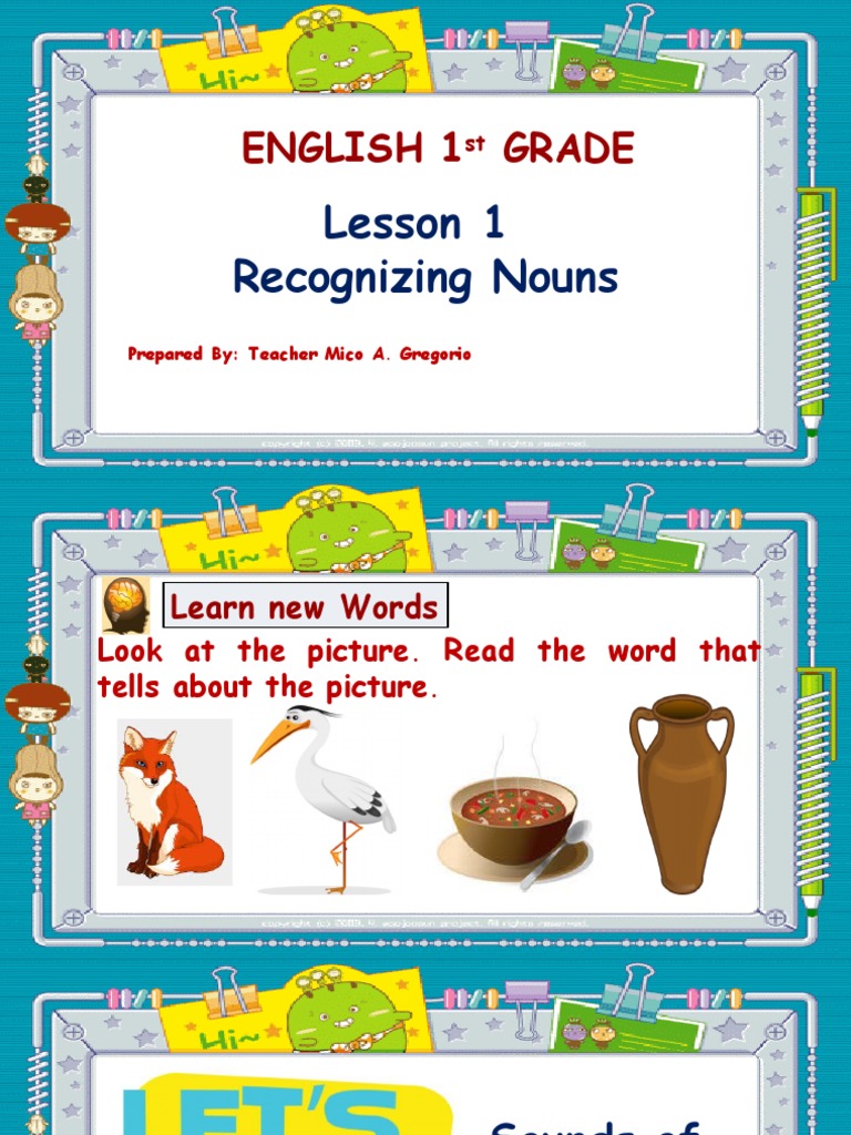 Eng1 l1 Recognizing-Nouns | PDF