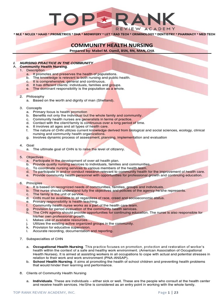 Handouts CHN | PDF | Nursing | Health Care