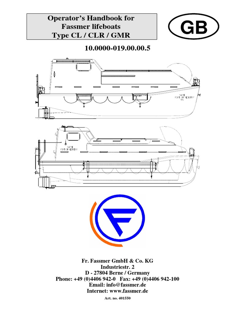 Fassmer Lifeboat Manuals Type CL-CLR-GMR | PDF | Diesel Engine | Ships