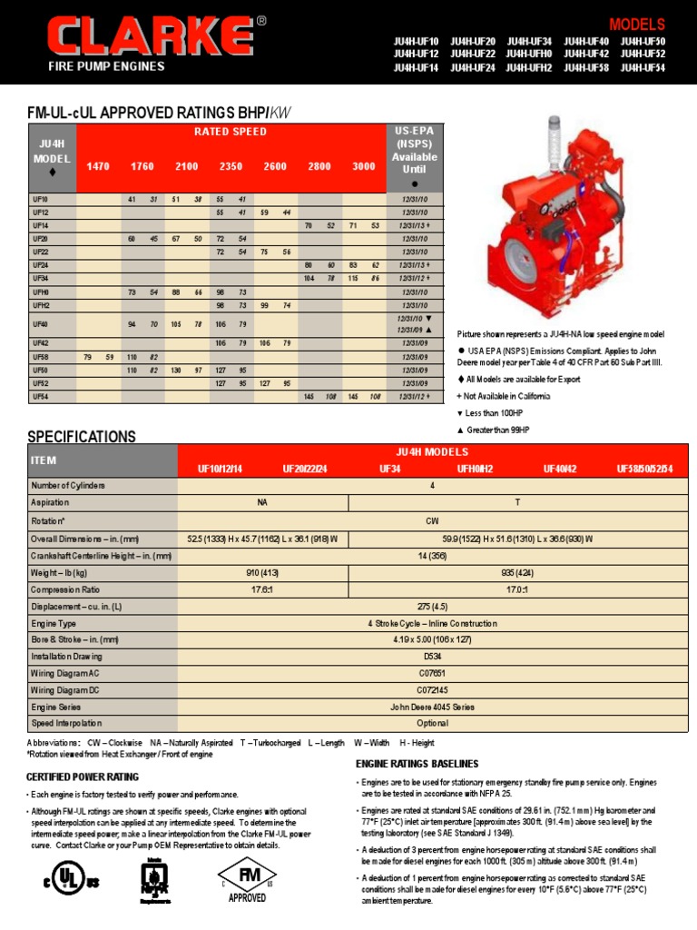 Spec Sheet Ju4h-Uf t1 c13600 | PDF | Horsepower | Engines