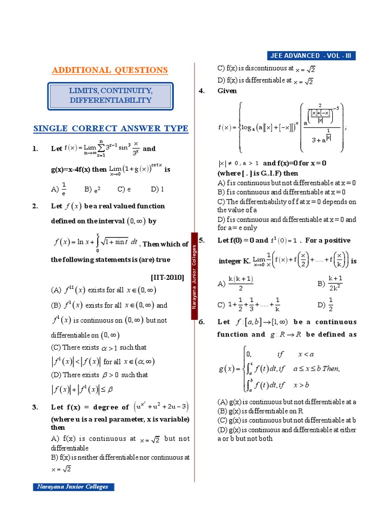 XI - Maths - Chapter 13 - LIMITS CONTINUITY DIFFERENTIBILITY (7-23) | PDF