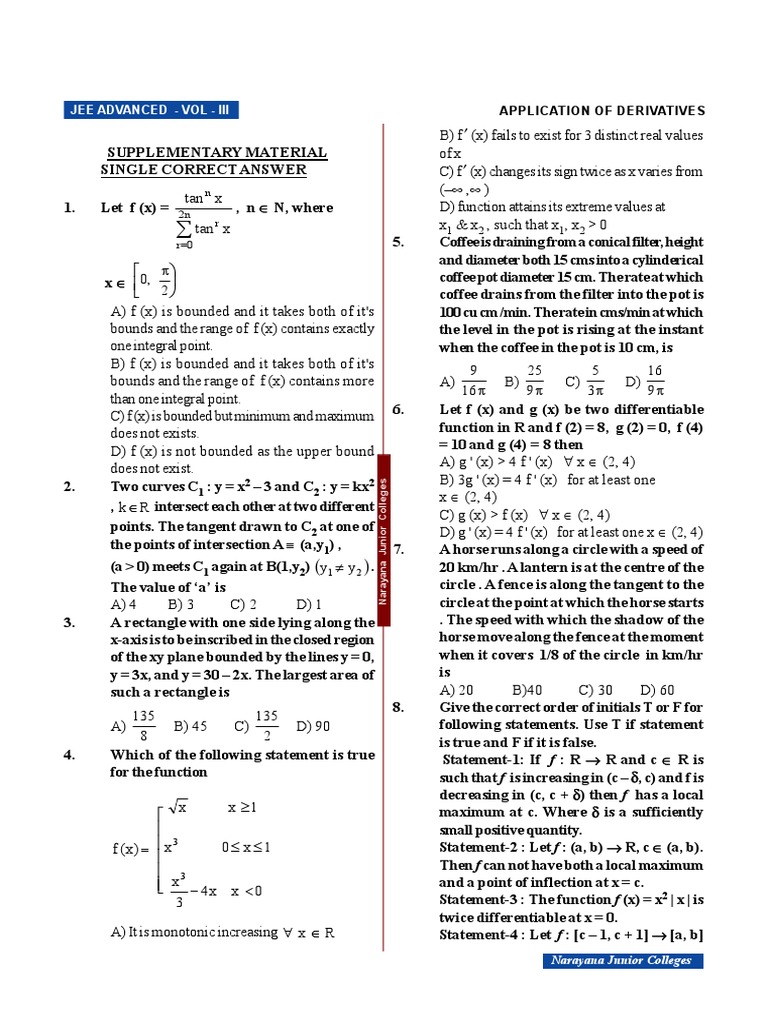 XI - Maths - Chapter 13 - APP OF DERIVATIVES (24-39) | PDF | Geometry | Mathematics