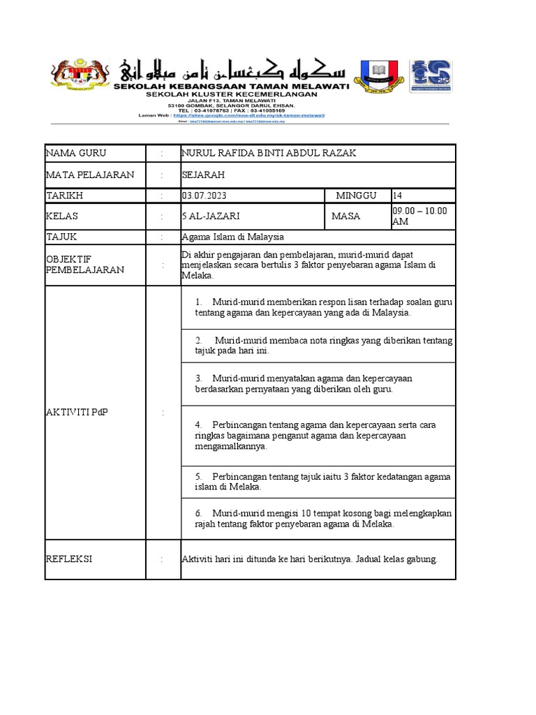 RPH Minggu 14 | PDF | Verb