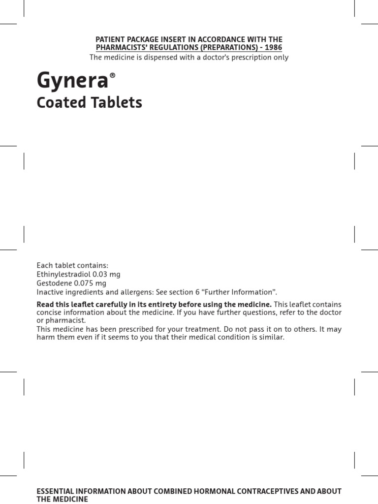 Gynera: Coated Tablets | PDF | Thrombosis | Vein