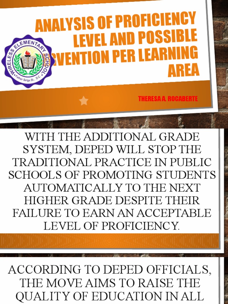 Analysis On Proficiency Level | PDF | Schools | Education Theory