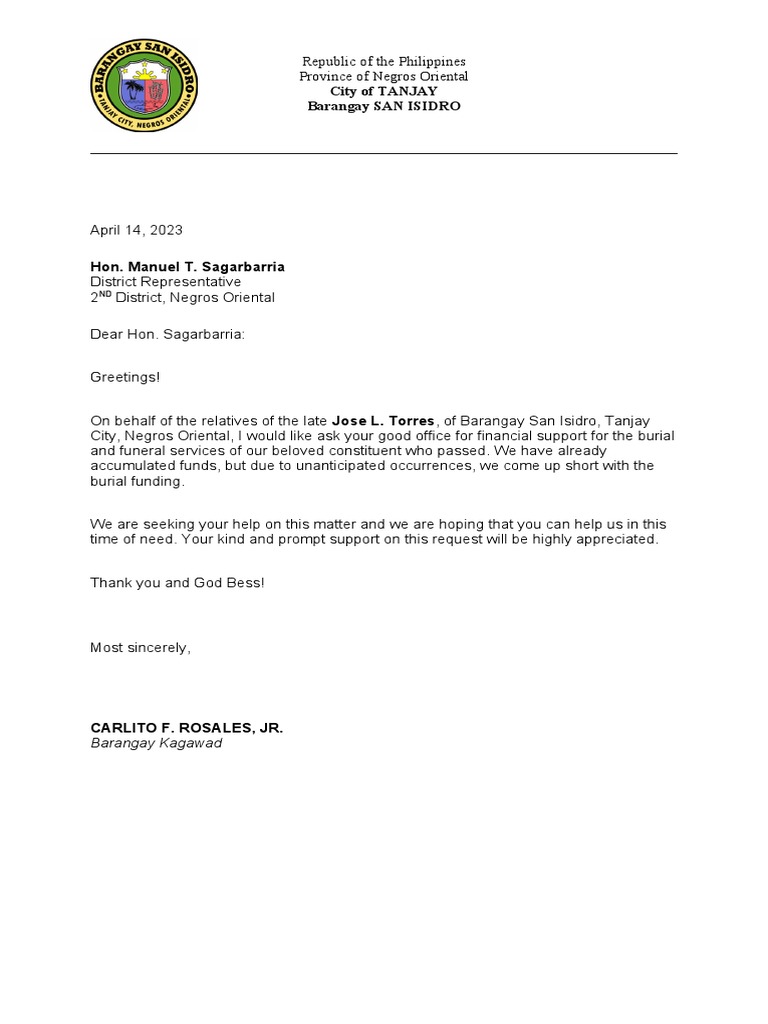 Endorsement Letter Death | PDF