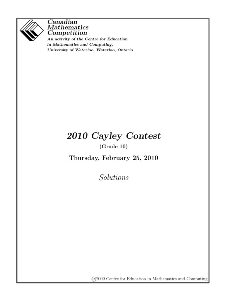 2010 Cayley Solution | PDF | Area | Triangle