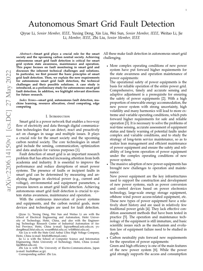 Autonomous Smart Grid Fault Detection | PDF | Smart Grid | Electrical Grid
