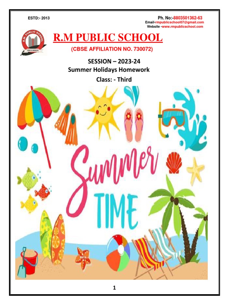 3rd Class Holiday Homework | PDF