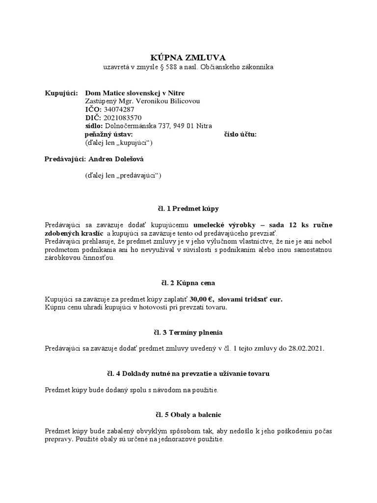 Kúpna Zmluva | PDF