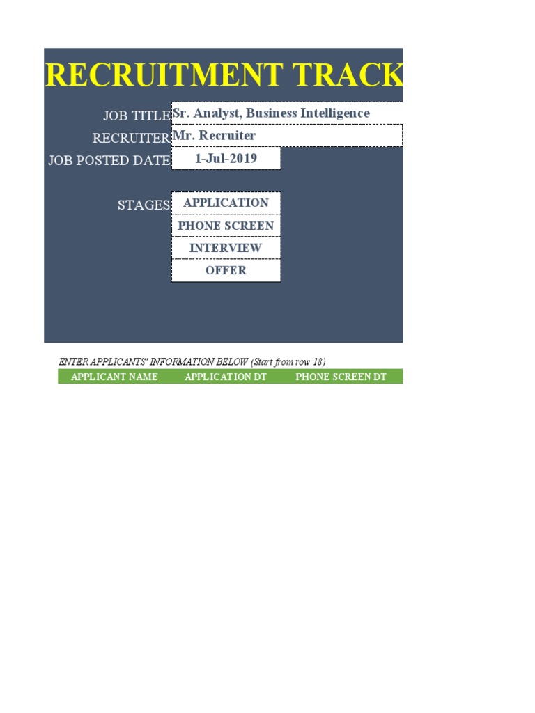 Recruitment Tracker Excel Template | PDF