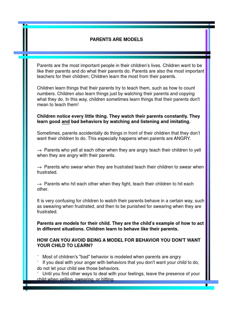 Parent Role Models | PDF | Anger | Psychological Concepts