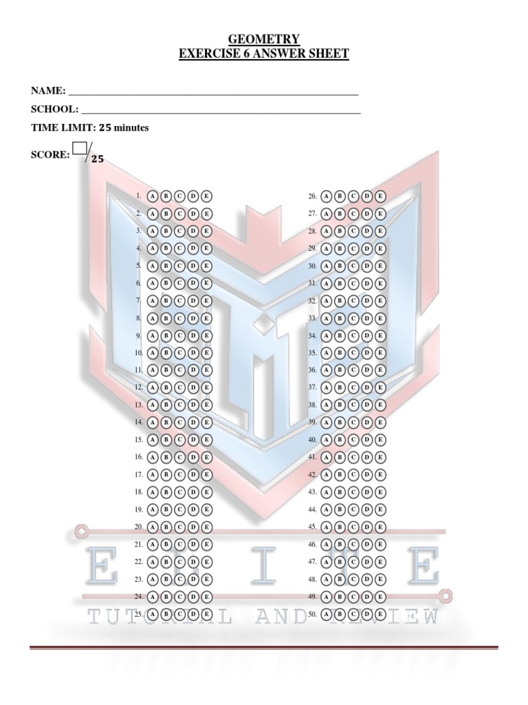 Geometry Exer 6 Answer Sheet | PDF