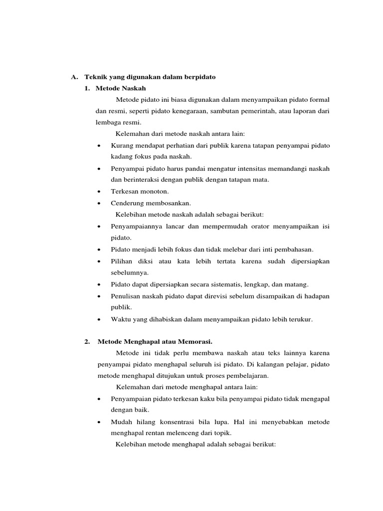 Teknik Yang Digunakan Dalam Berpidato | PDF | Kajian Bahasa Asing
