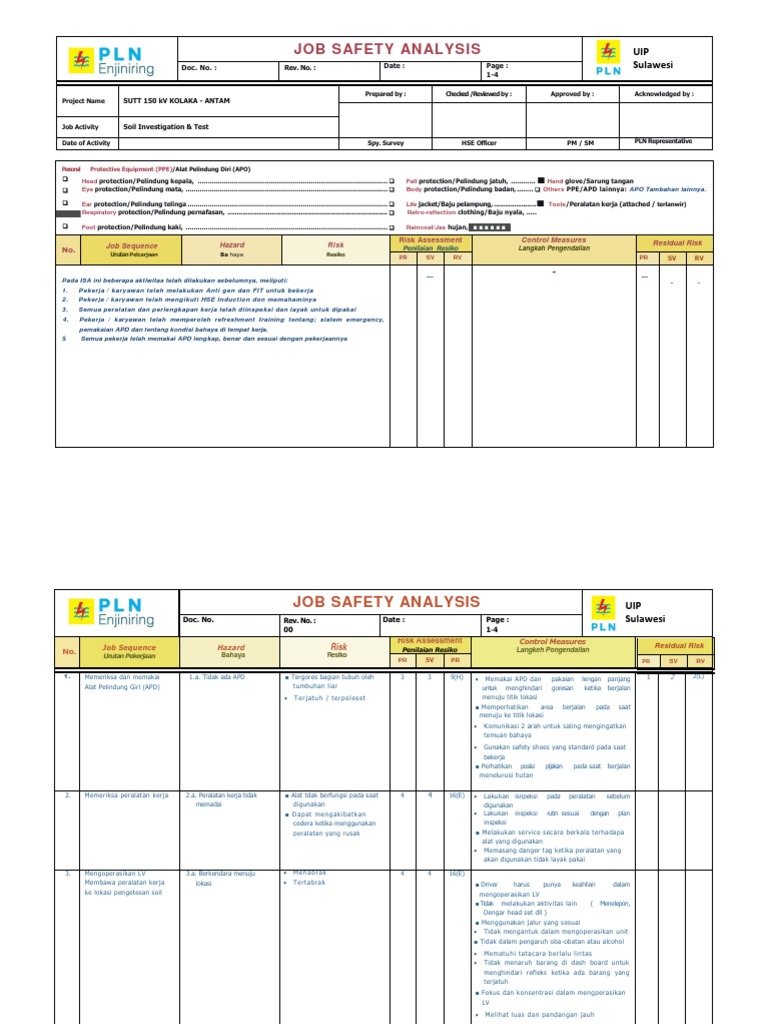 JSA Soil Invetigation & Test Antam | PDF