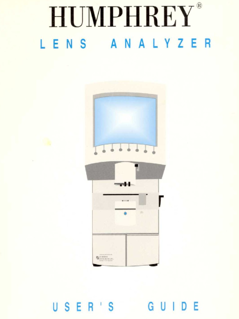 Humphrey LA-350 Lens Analyzer - User Manual | PDF