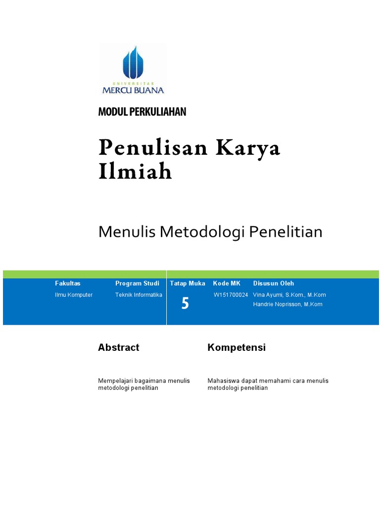 KTI-V5-Menulis Metodologi Penelitian - Compressed | PDF