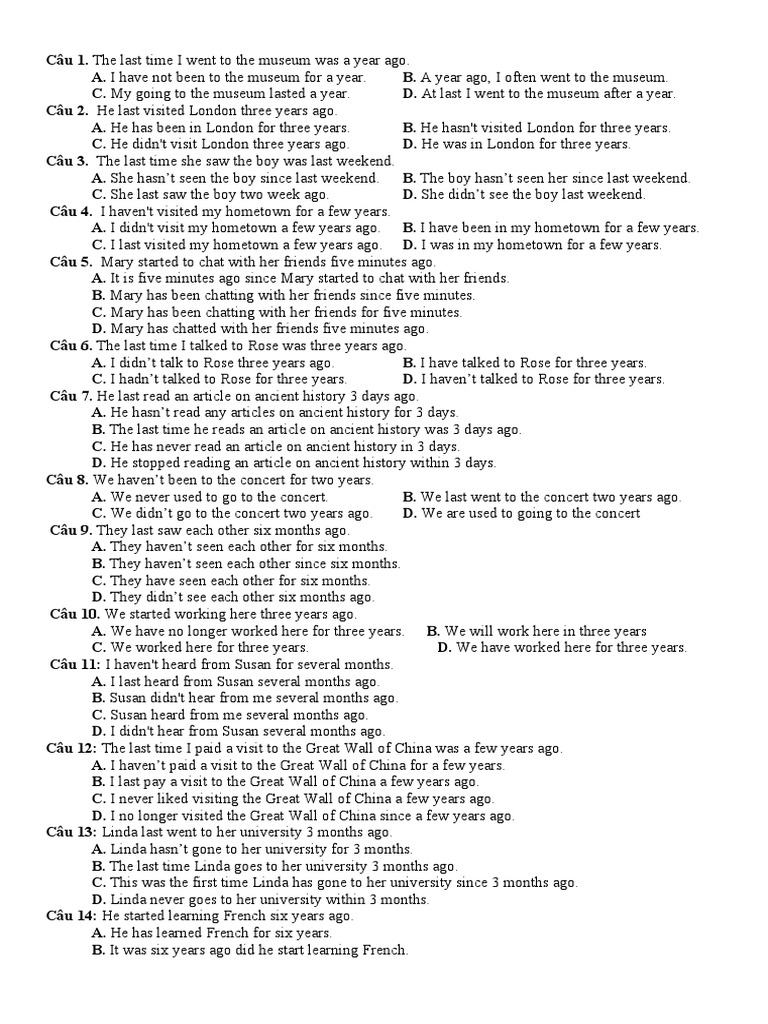 CHUYỂN ĐỔI THÌ (HTHT-QKĐ) | PDF