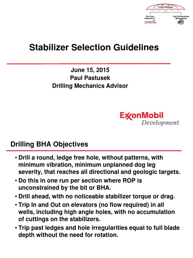 Stabilizer Selection Guidelines for Drilling | PDF | Friction | Drilling